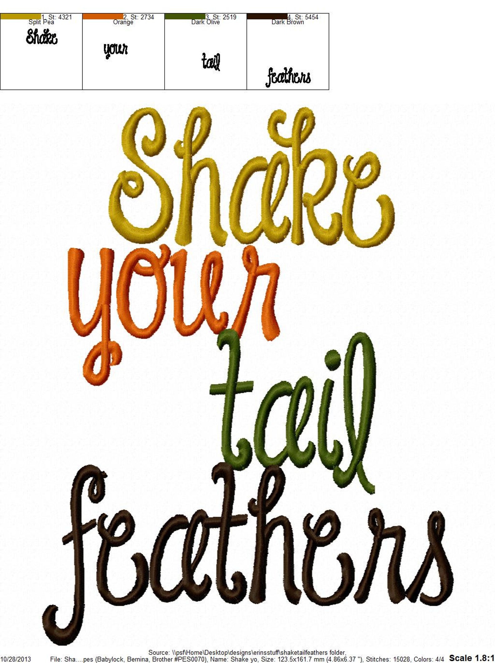 Fall Thanksgiving Embroidery Design Shake Your Tail Feathers - Etsy