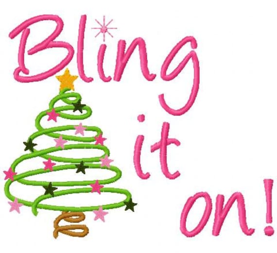 Christmas Embroidery Design Bling It on With Christmas Tree | Etsy