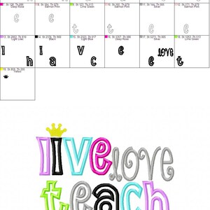School Teacher Embroidery Applique Design Live Love Teach Digital ...