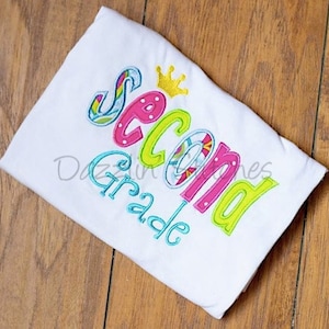 School Design Embroidery Applique Design Digital Second Grade Instant ...