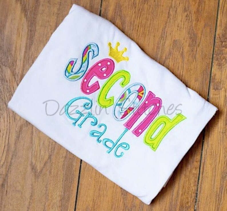 School Design Embroidery Applique Design Digital Second Grade - Etsy