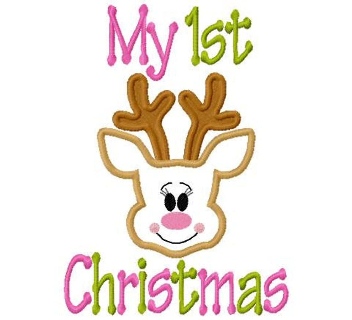 Christmas Embroidery Design My 1st Christmas My First Christmas Girlie ...