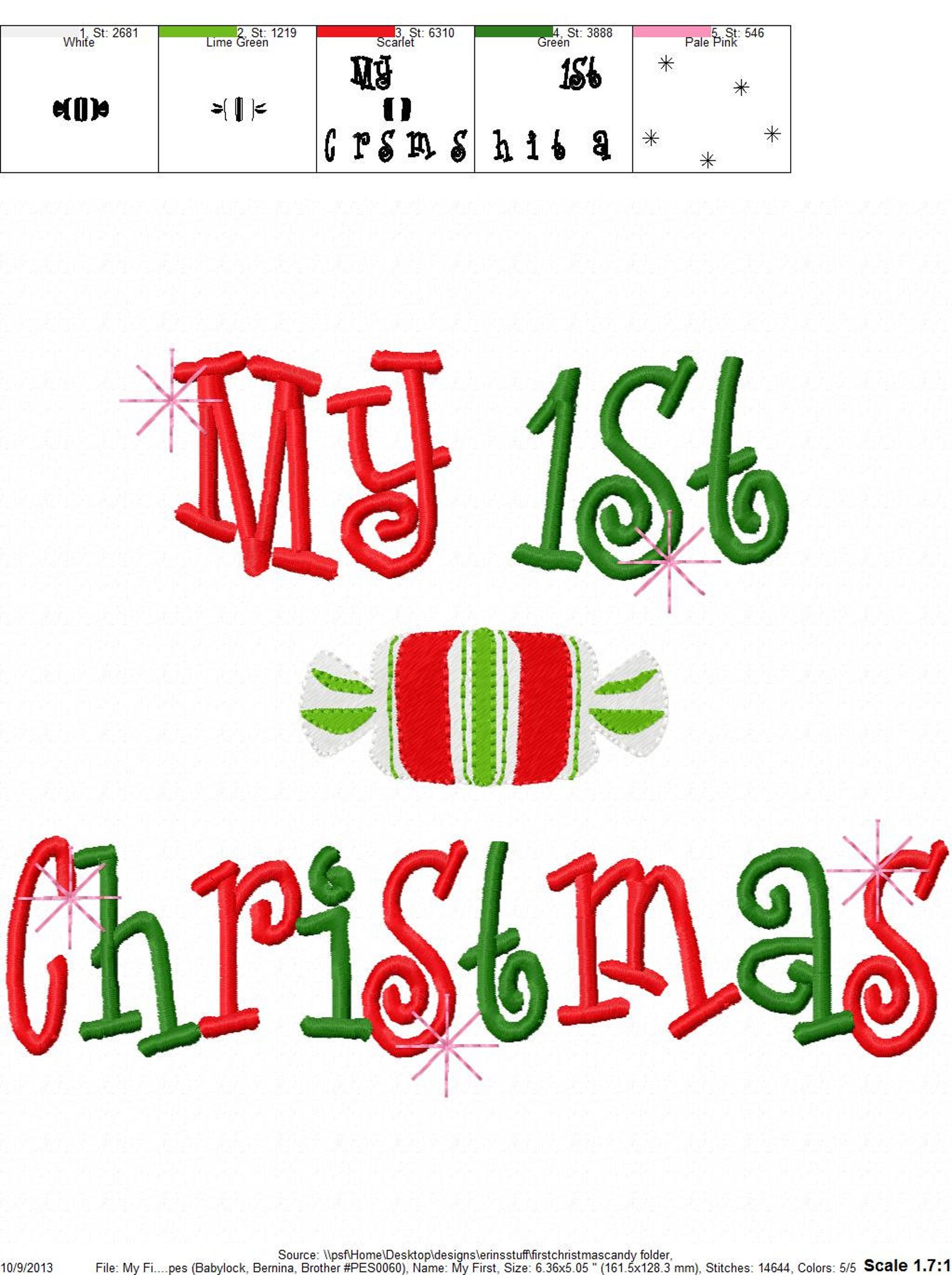 Christmas Embroidery Design My 1st Christmas My First - Etsy