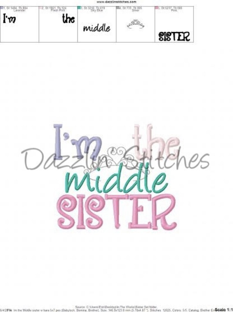 New Sibling Set Sister Embroidery Design I'm the Big - Etsy