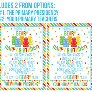 Primary Birthday Gift Tag Gummy Bears - Primary Birthday Gift Printable ...