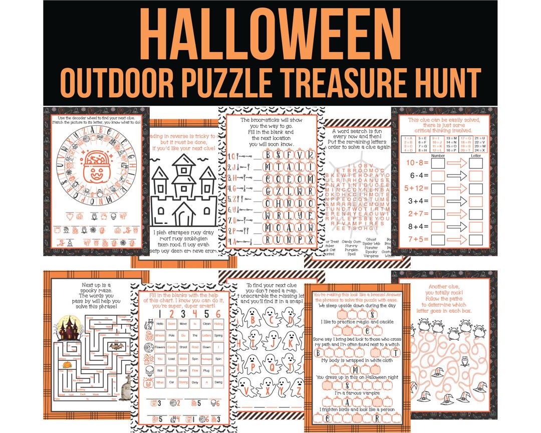 Outdoor Halloween Puzzle Treasure Hunt Halloween Puzzle Scavenger Hunt ...