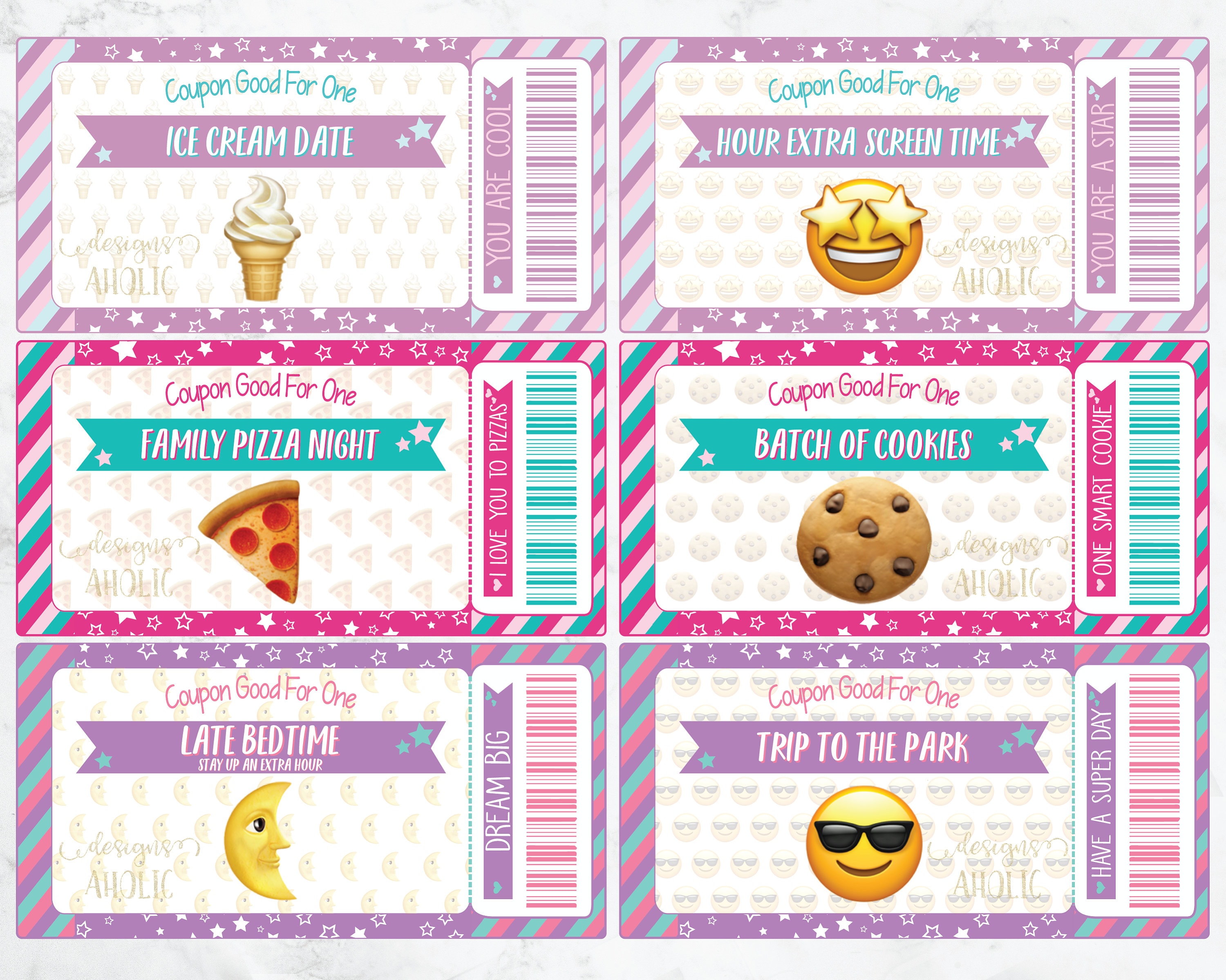 Printable Emoji Reward Coupons for Kids Kid Reward Coupons - Etsy