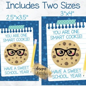 Back to School Cookie Gift Tag - Chocolate Chip Cookie Gift Tag - Back ...