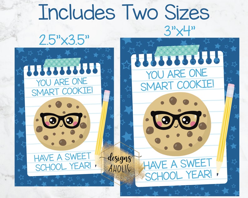 Back to School Cookie Gift Tag Chocolate Chip Cookie Gift | Etsy