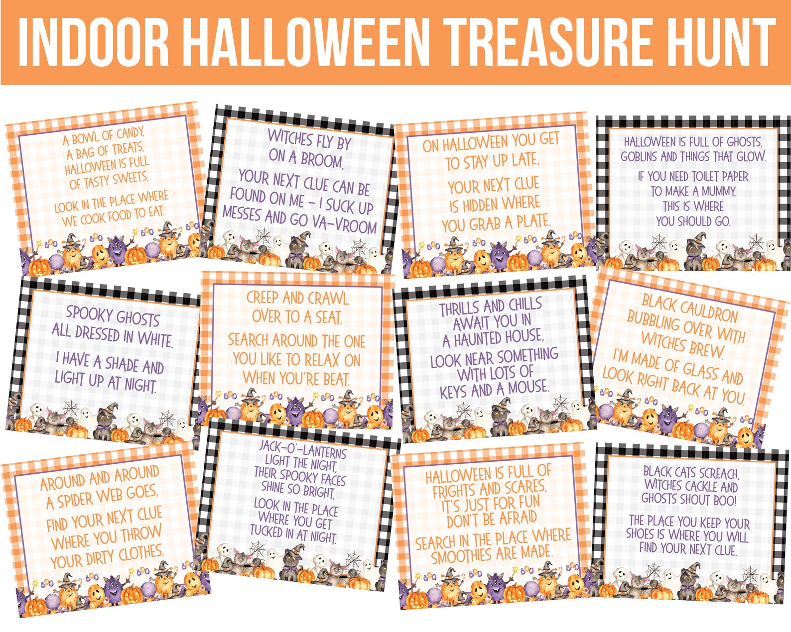 Indoor Halloween Treasure Hunt Clues Halloween Scavenger - Etsy