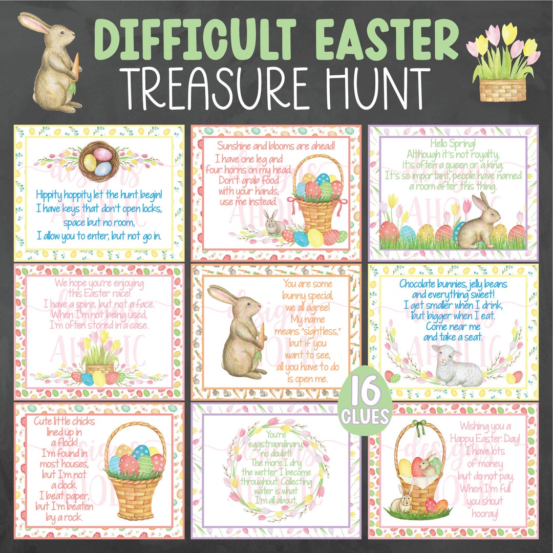 Difficult Easter Treasure Hunt Clues Challenging Easter Scavenger Hunt ...