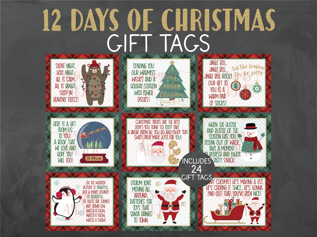 12 Days of Christmas Gift Tags Printable 12 Days of Christmas Gifts ...