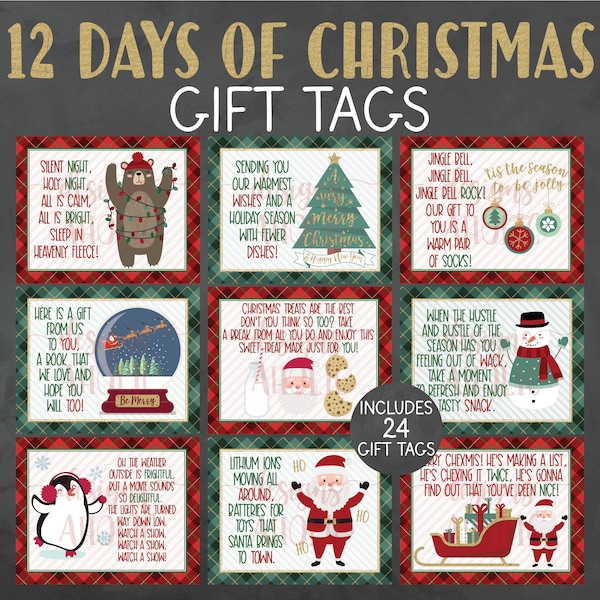 12 Days of Christmas Gift Tags - 60+ Gift Ideas for 2024
