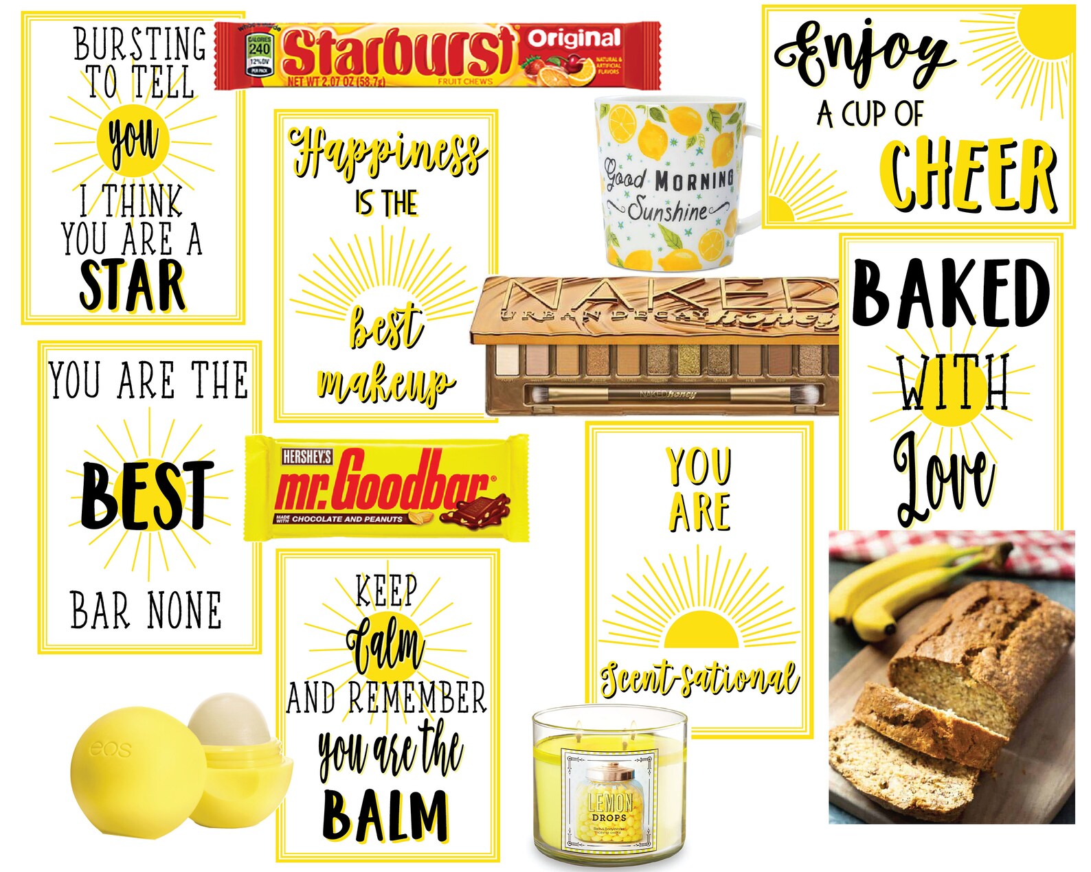 48 Sunshine Box Printable Gift Tags - Sunshine Care Package Inserts ...