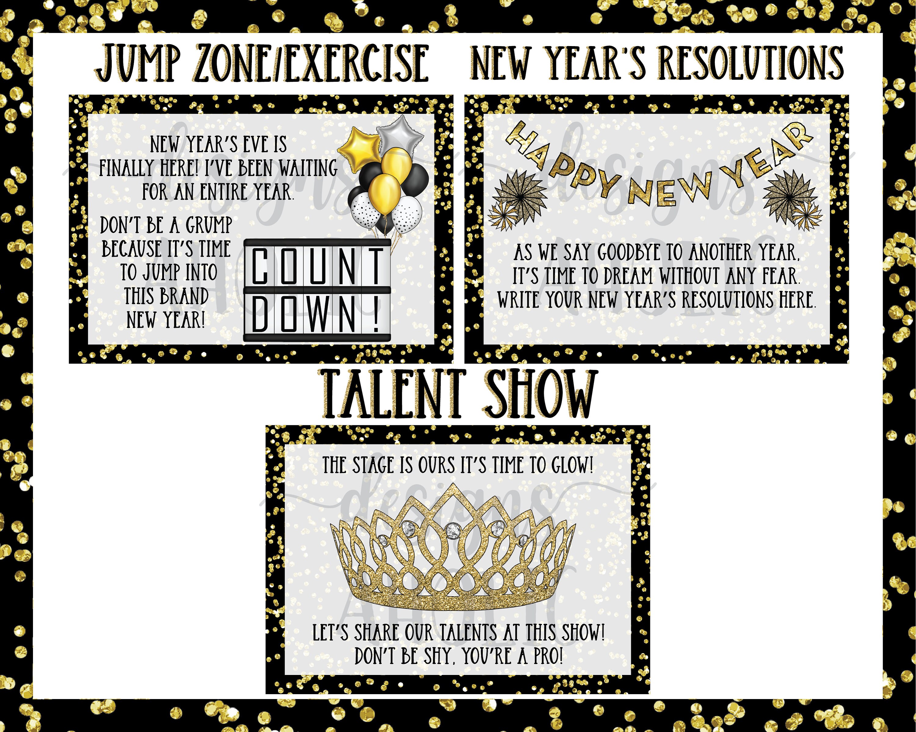 New Years Eve Countdown Time and Activity Cards New Years | Etsy