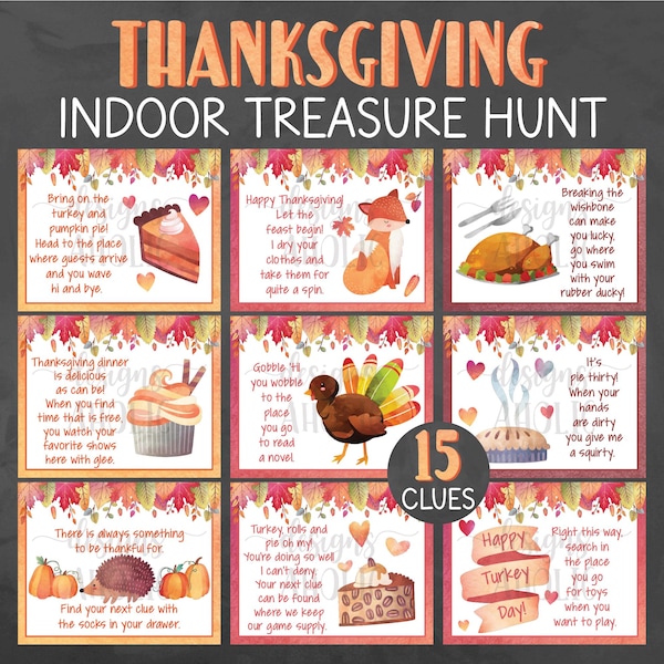 Thanksgiving Treasure Hunt Clues - Etsy
