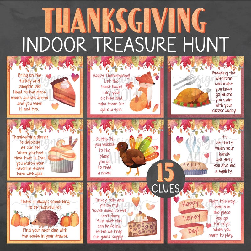 Thanksgiving Treasure Hunt Clues - Etsy