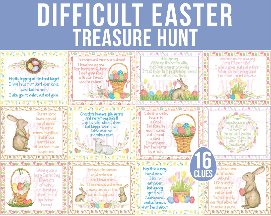 Difficult Easter Treasure Hunt Clues Challenging Easter Scavenger Hunt ...