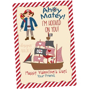 Chips Ahoy Valentine Cards - Pirate Valentine Cards - Girl Pirate ...