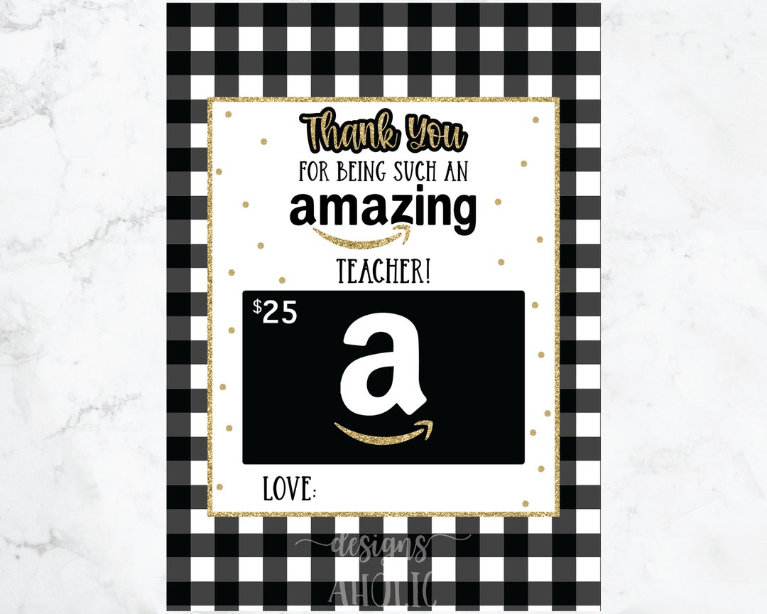 Instant Download Teacher Amazon Gift Card Gift Tag - Teacher ...
