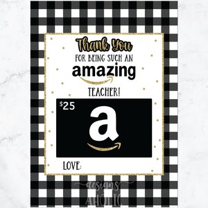 Instant Download Teacher Amazon Gift Card Gift Tag - Teacher ...