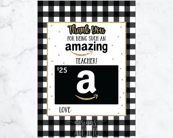 Instant Download Teacher Amazon Gift Card Gift Tag Teacher | Etsy