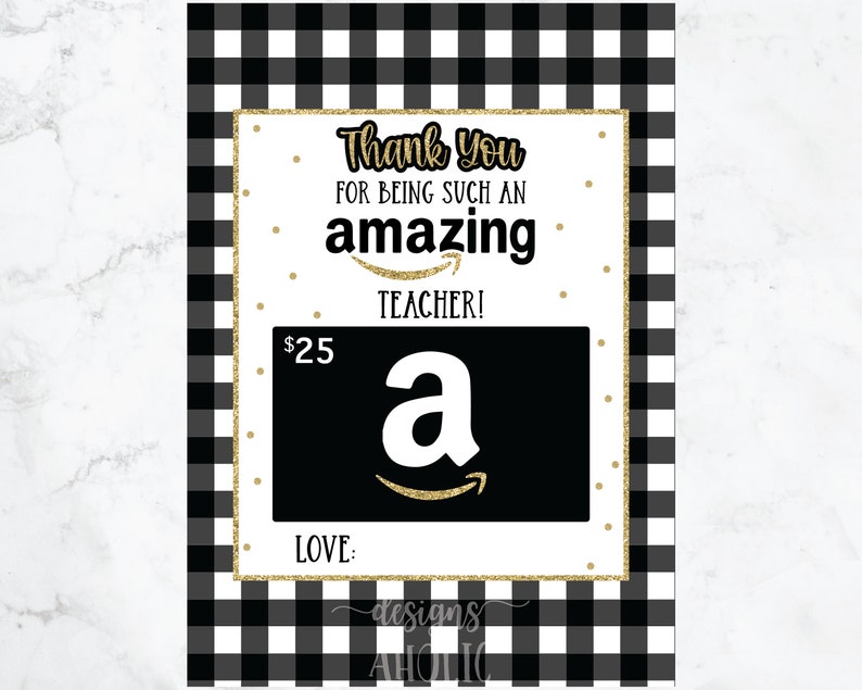 Instant Download Teacher Amazon Gift Card Gift Tag - Teacher ...