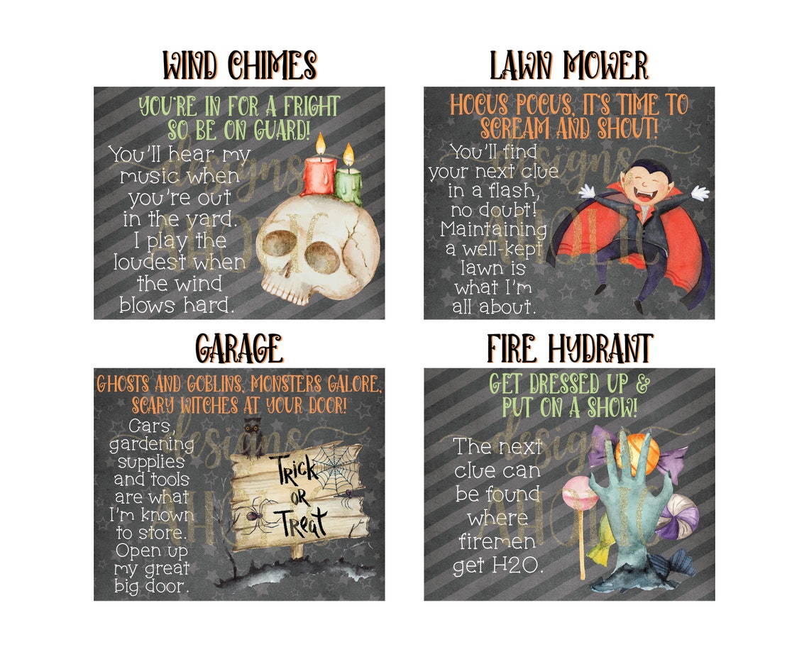 Outdoor Halloween Treasure Hunt Clues Halloween Scavenger | Etsy
