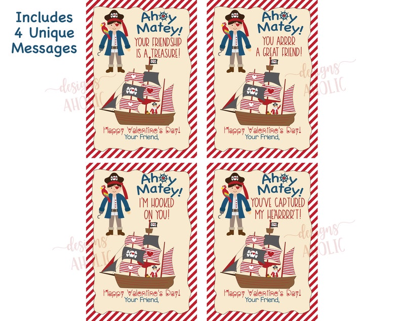Chips Ahoy Valentine Cards Pirate Valentine Cards Boy - Etsy