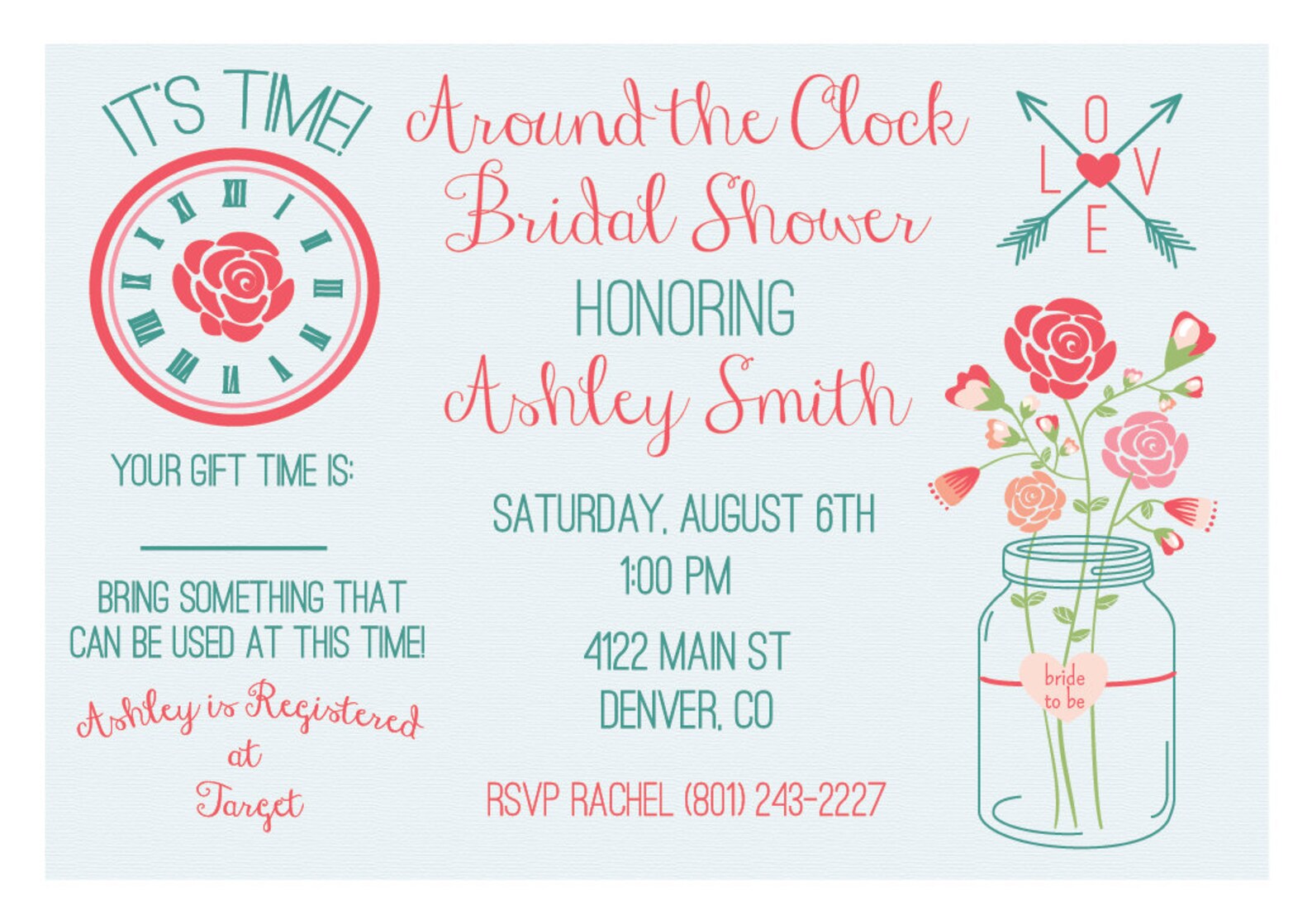 Around the Clock Bridal Shower Invitation Printable | Etsy