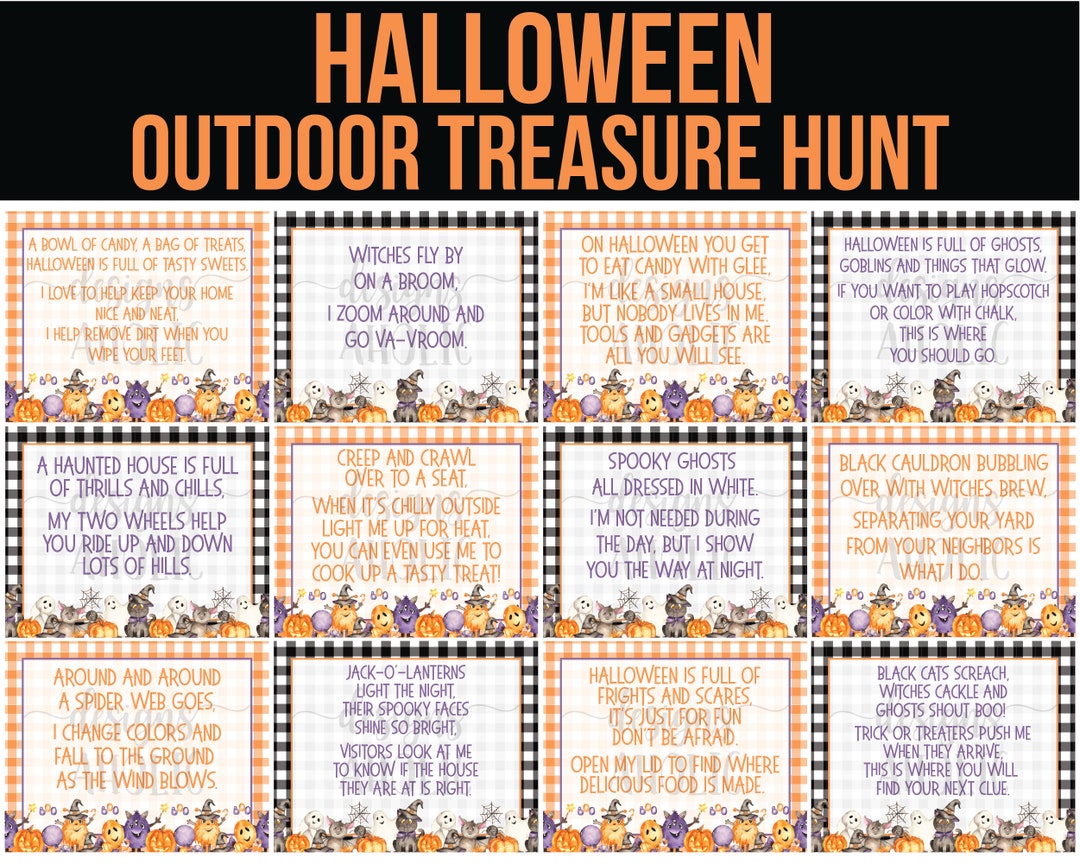 Outdoor Halloween Treasure Hunt Clues Halloween Scavenger Hunt Clues ...