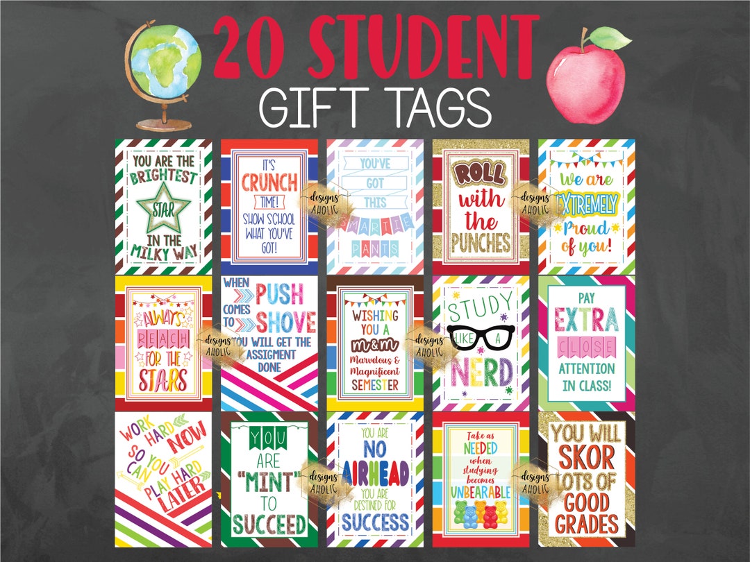 Student Candy Gift Tag Printables - College Care Package Gift Tags ...