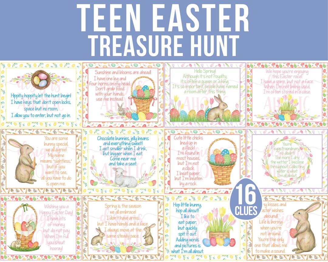 Teen Easter Treasure Hunt Clues Challenging Easter Scavenger Hunt Clues ...