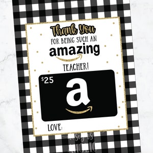 Instant Download Teacher Amazon Gift Card Gift Tag Teacher Appreciation ...