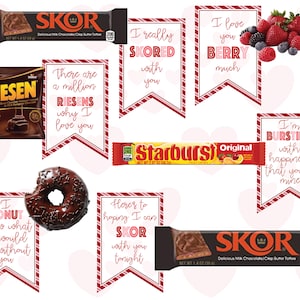 52 Love Gift Tag Bundle - 14 Days of Valentines Day - Candy Love Gift ...