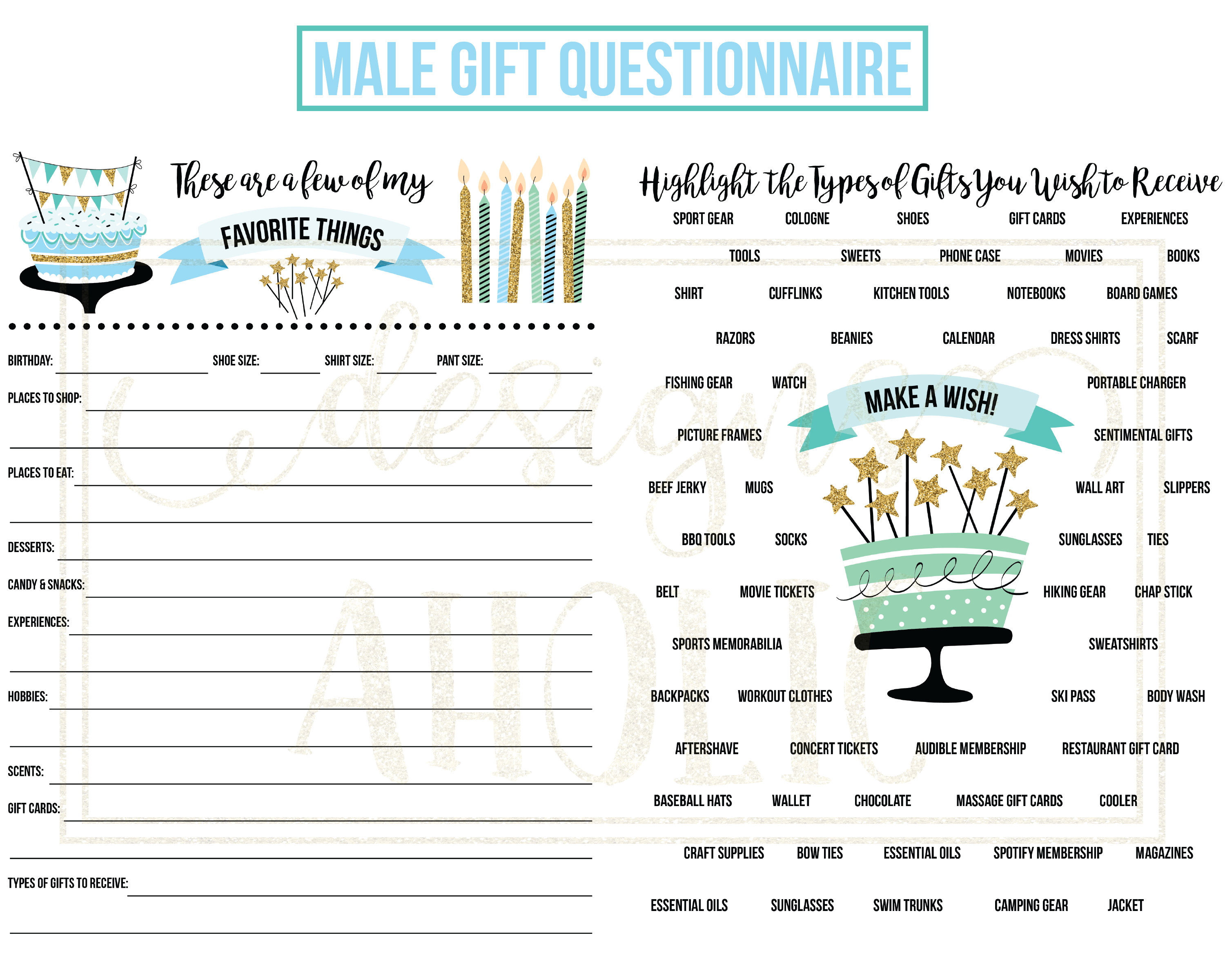 Birthday Interview & Gift Questionnaire Bundle Birthday - Etsy UK