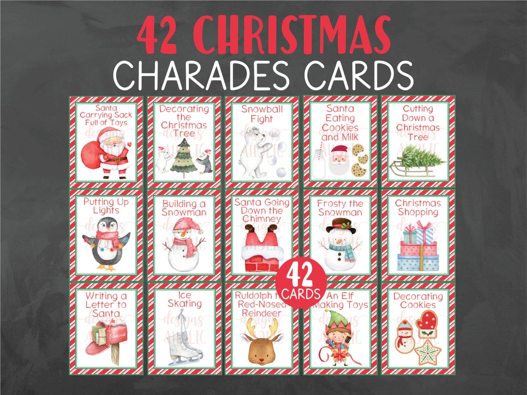 Christmas Charades 42 Christmas Charades Cards Christmas Game Christmas ...