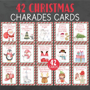Christmas Charades 42 Christmas Charades Cards Christmas Game Christmas ...
