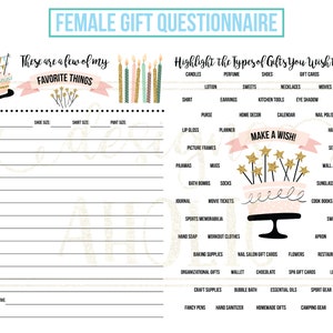 Birthday Interview & Gift Questionnaire Bundle; Birthday Printables ...