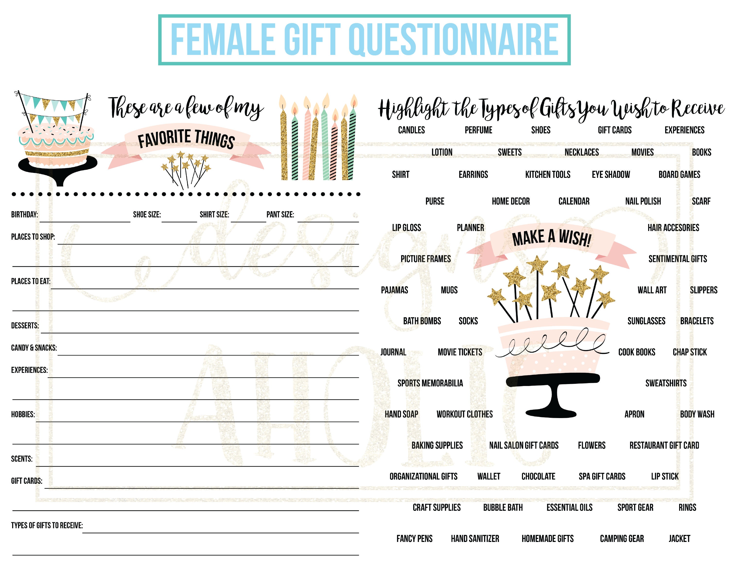Birthday Interview & Gift Questionnaire Bundle; Birthday Printables ...