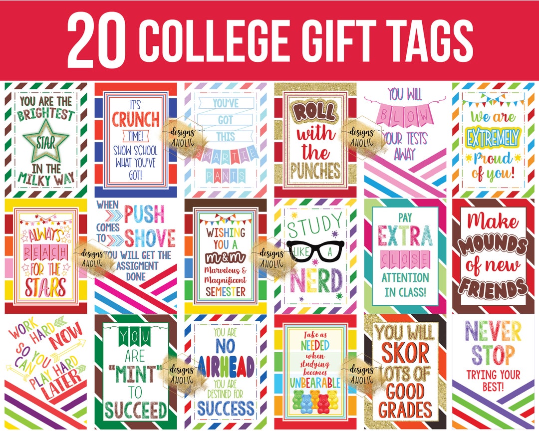 College Student Candy Gift Tag Printables College Care - Etsy