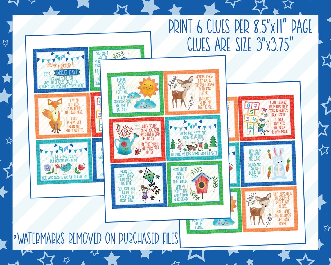 Outdoor Treasure Hunt Clues Outdoor Scavenger Hunt Clues | Etsy Ireland