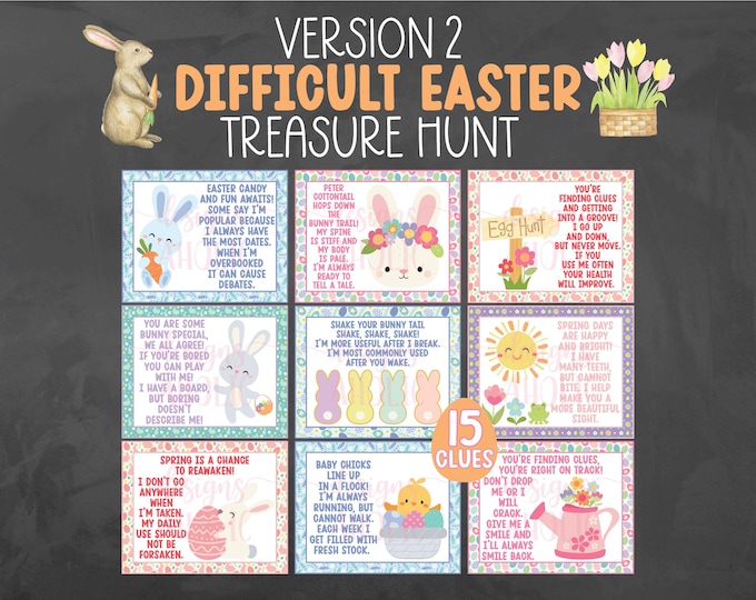 Difficult Easter Treasure Hunt Clues, Challenging Easter Scavenger Hunt ...