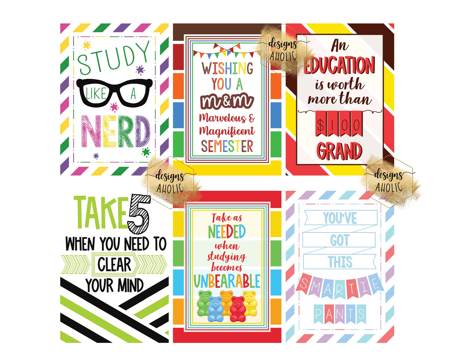 Student Candy Gift Tag Printables College Care Package Gift Tags Back ...