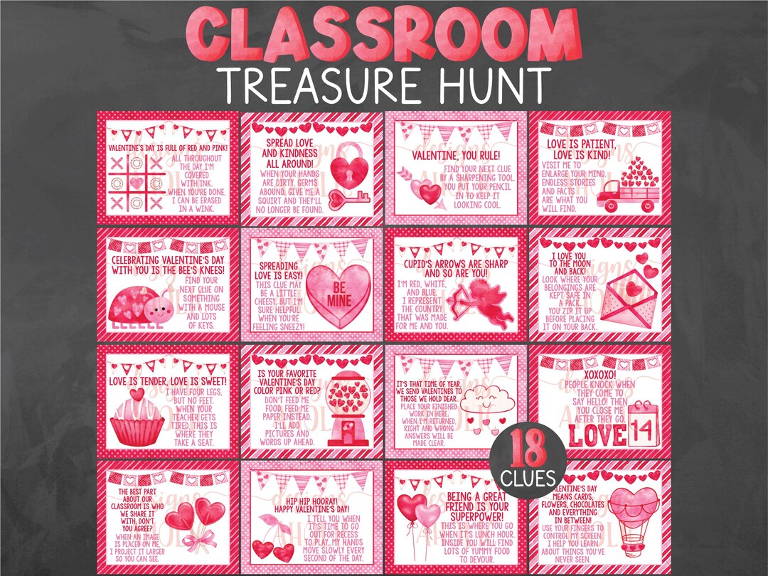 Classroom Valentine's Day Treasure Hunt - Classroom Valentines ...