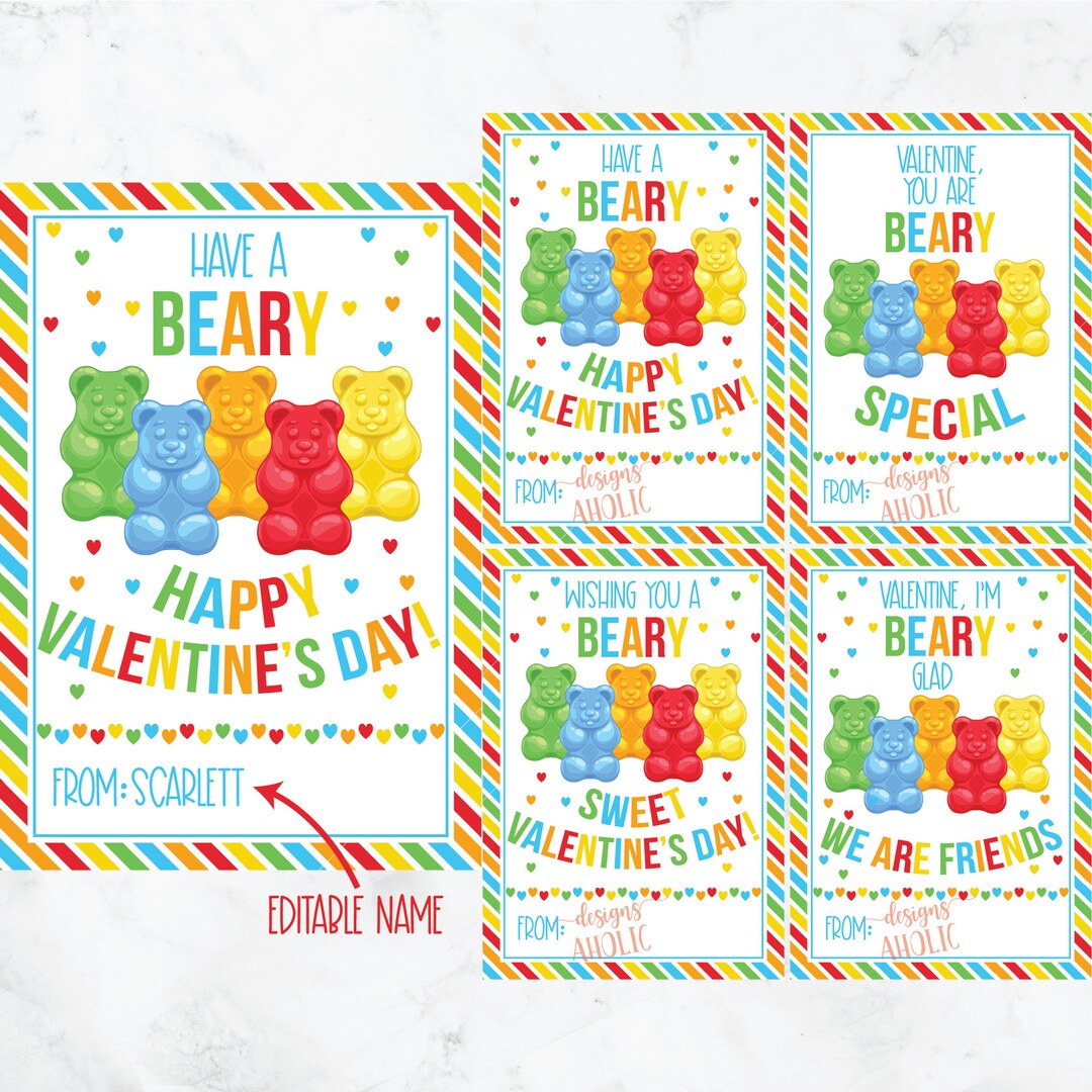 Gummy Bear Valentine Cards - Gummy Bear Valentines - Gummy Valentine ...