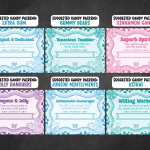 36 Cheer Team Candy Bar Award Certificates - Cheerleader Candy Bar ...