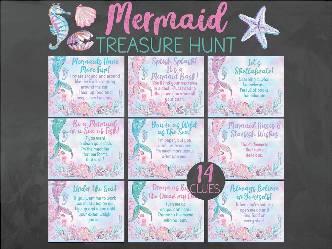 Mermaid Treasure Hunt - Mermaid Scavenger Hunt - Mermaid Party ...