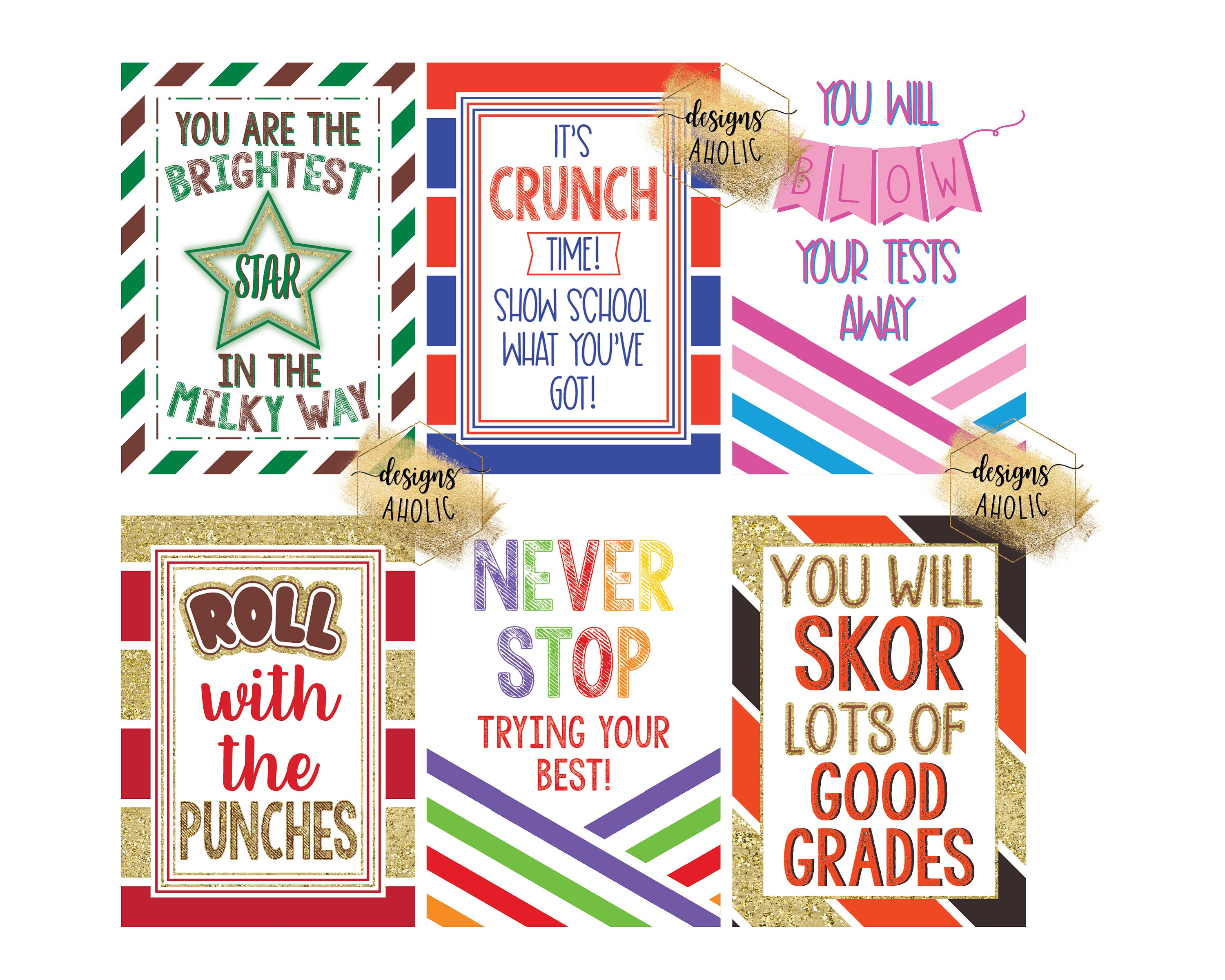 Student Candy Gift Tag Printables - College Care Package Gift Tags ...