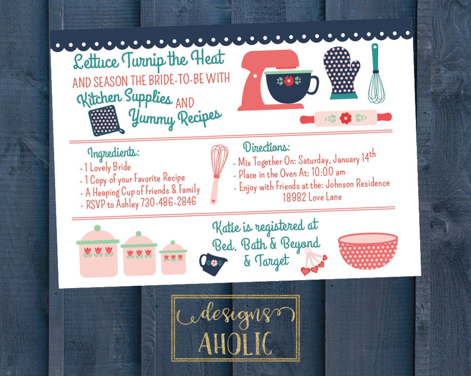 Kitchen Bridal Shower Invitation Printable - Etsy